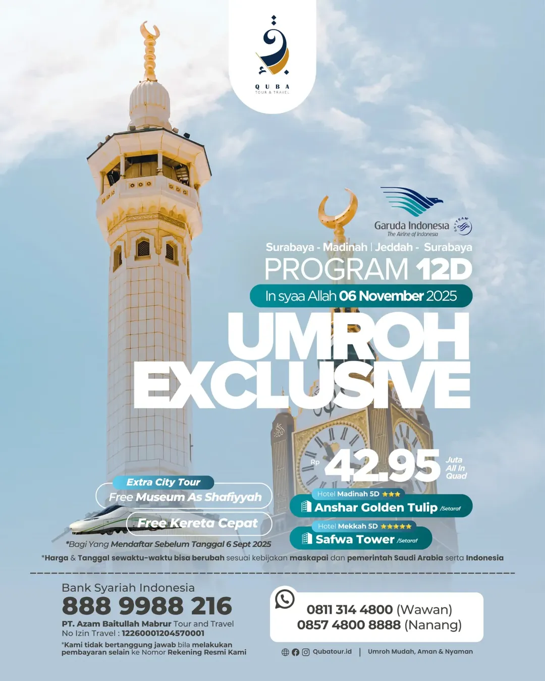 Umroh Exclusive 6 November 2025 - Quba Tour | Travel Umroh dan Haji
